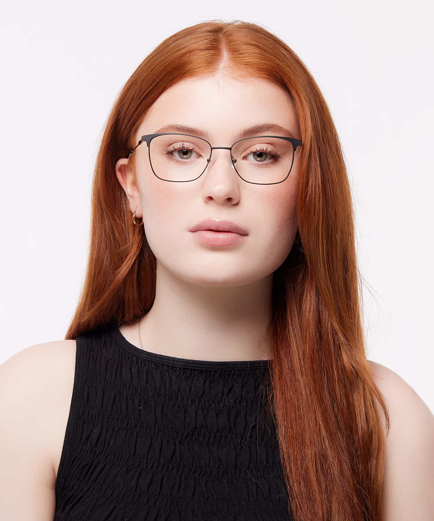 Kathleen Rectangle Black & Shiny Gold Glasses For Women - Glasses Direct